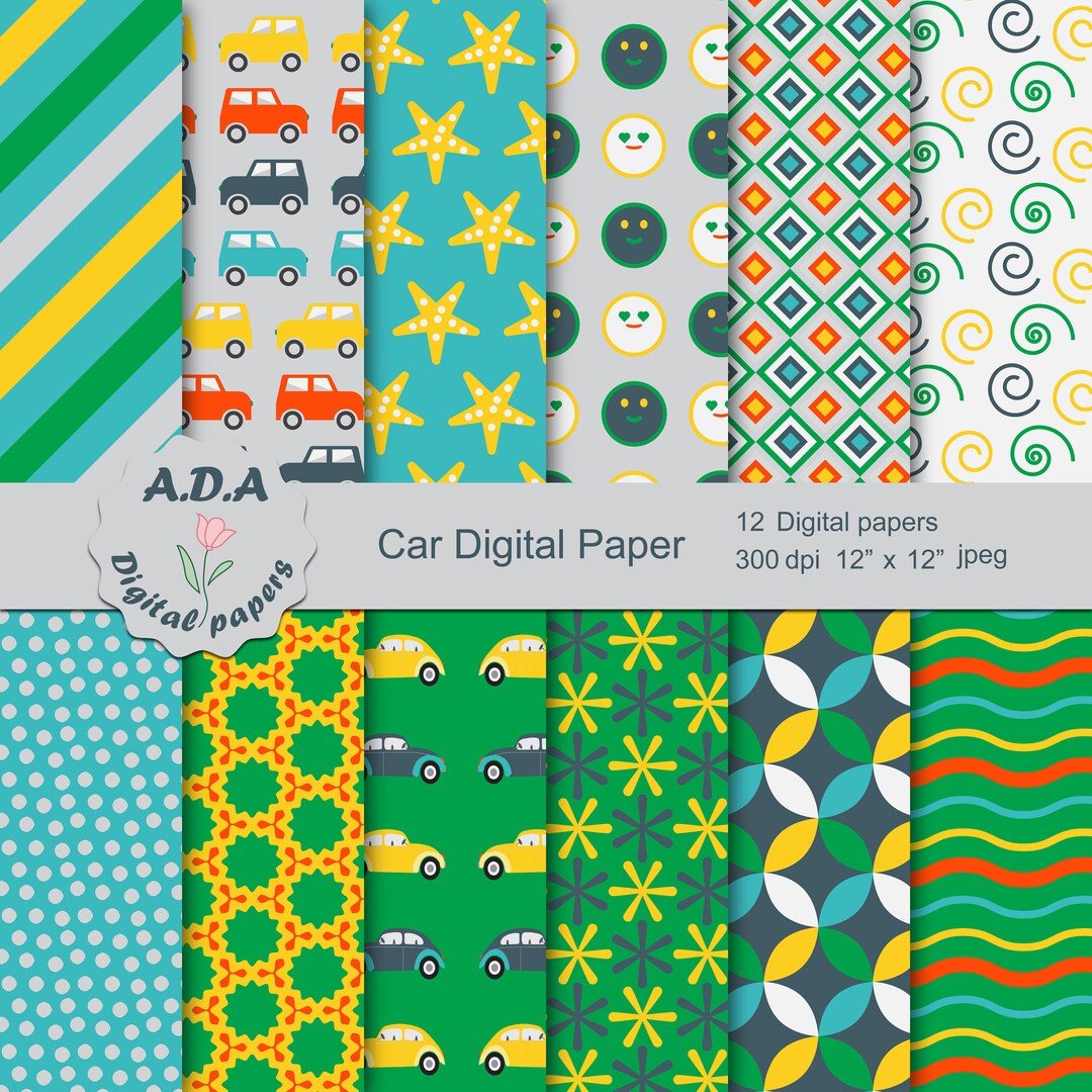 Car Digital Paper Pack, Scrapbook Papers, Craft Paper, Background Paper ...
