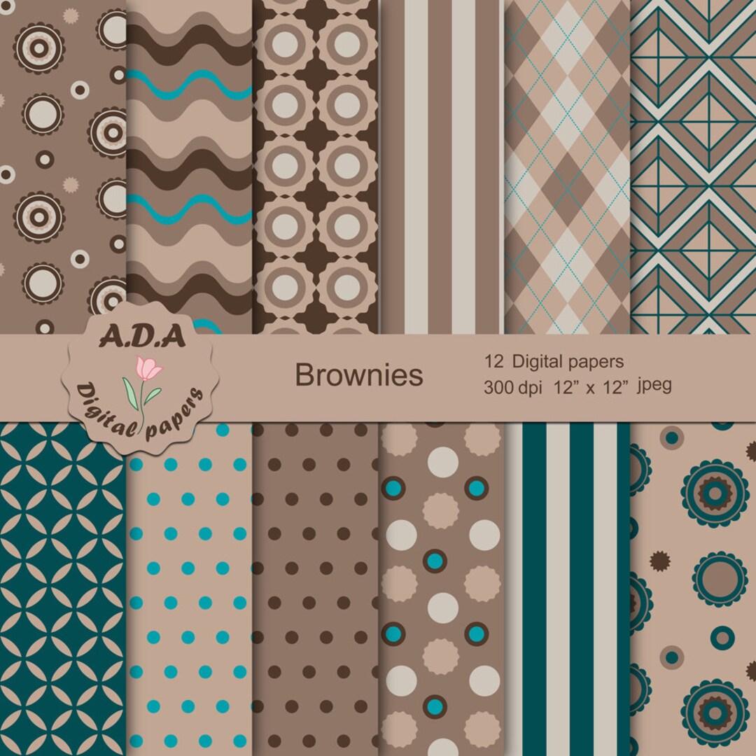 Brown Digital Paper Pack, Scrapbook Papers, Wrapping Paper, Craft Paper ...