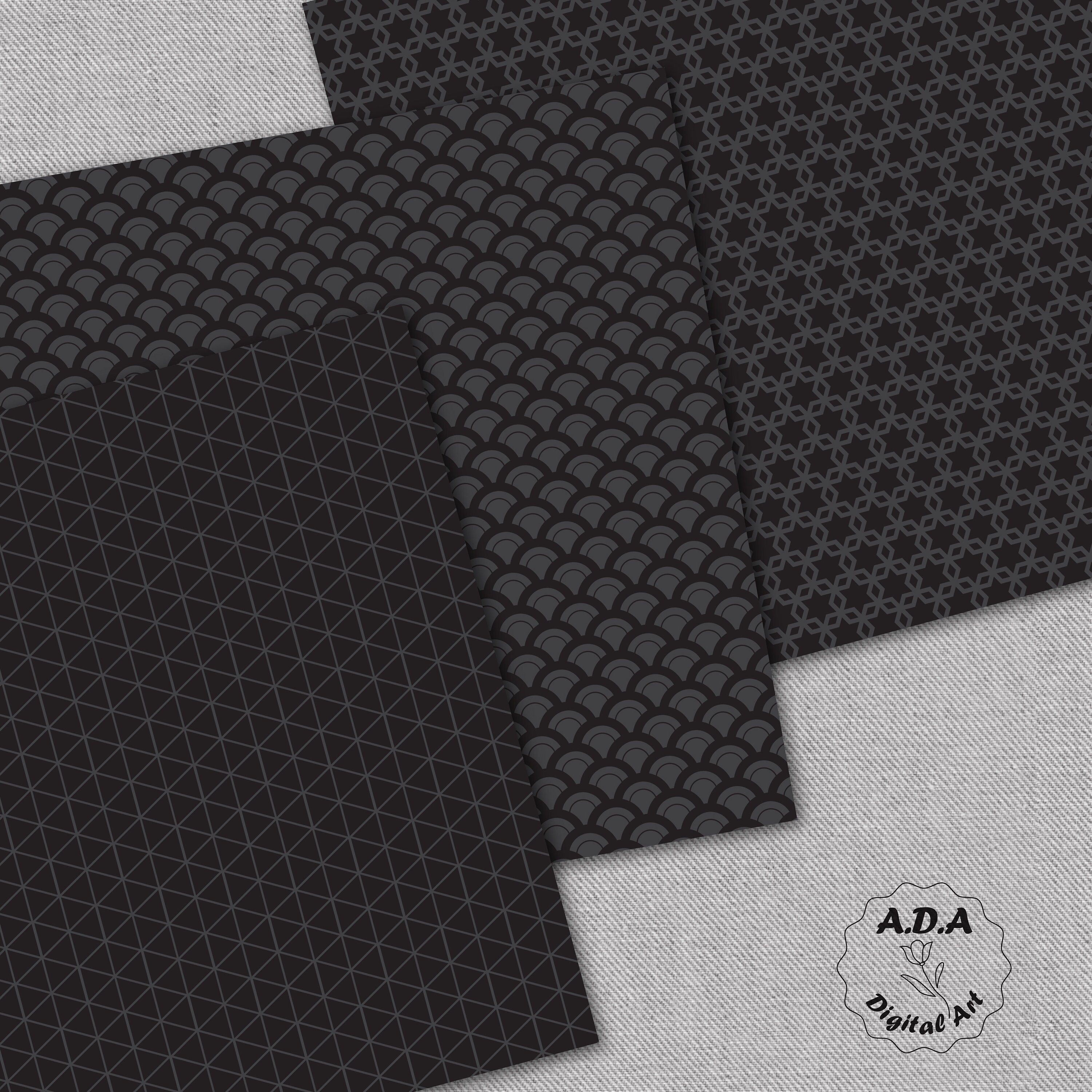 Black Digital Paper, Black Geometric Pattern, Black Scrapbook Paper ...