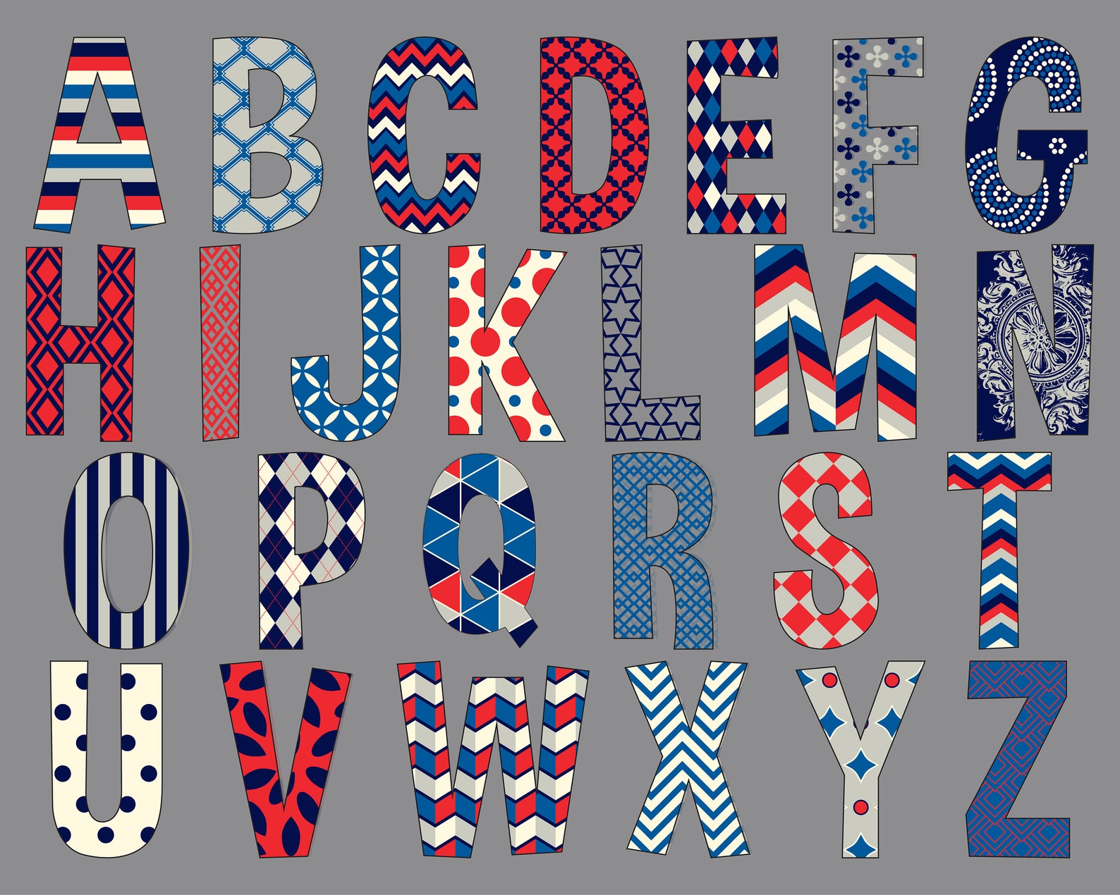 Alphabet Clipart Blue and Red Alphabet Letters Clip Art Blue | Etsy India