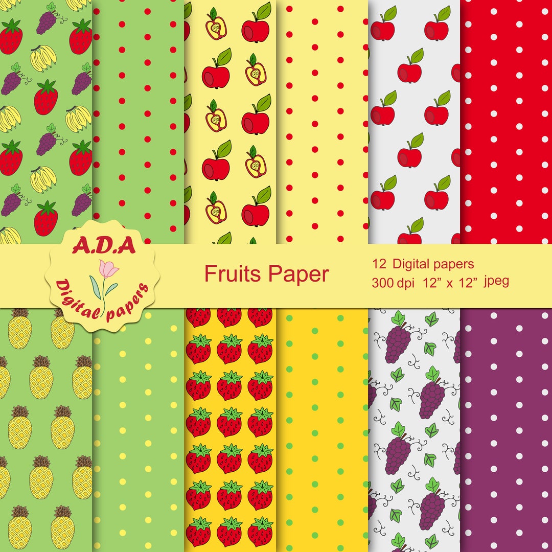 Fruits Paper Pack, Apple, Grape, Pineapple, Banana, Strawberry ...