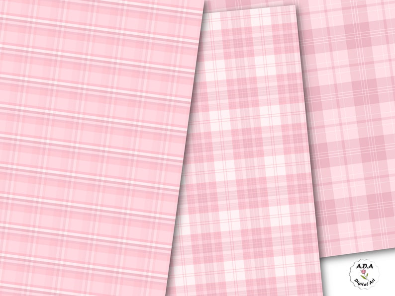Pink Plaid Digital Paper Pack, Plaid Background, Digital Baby Pink ...