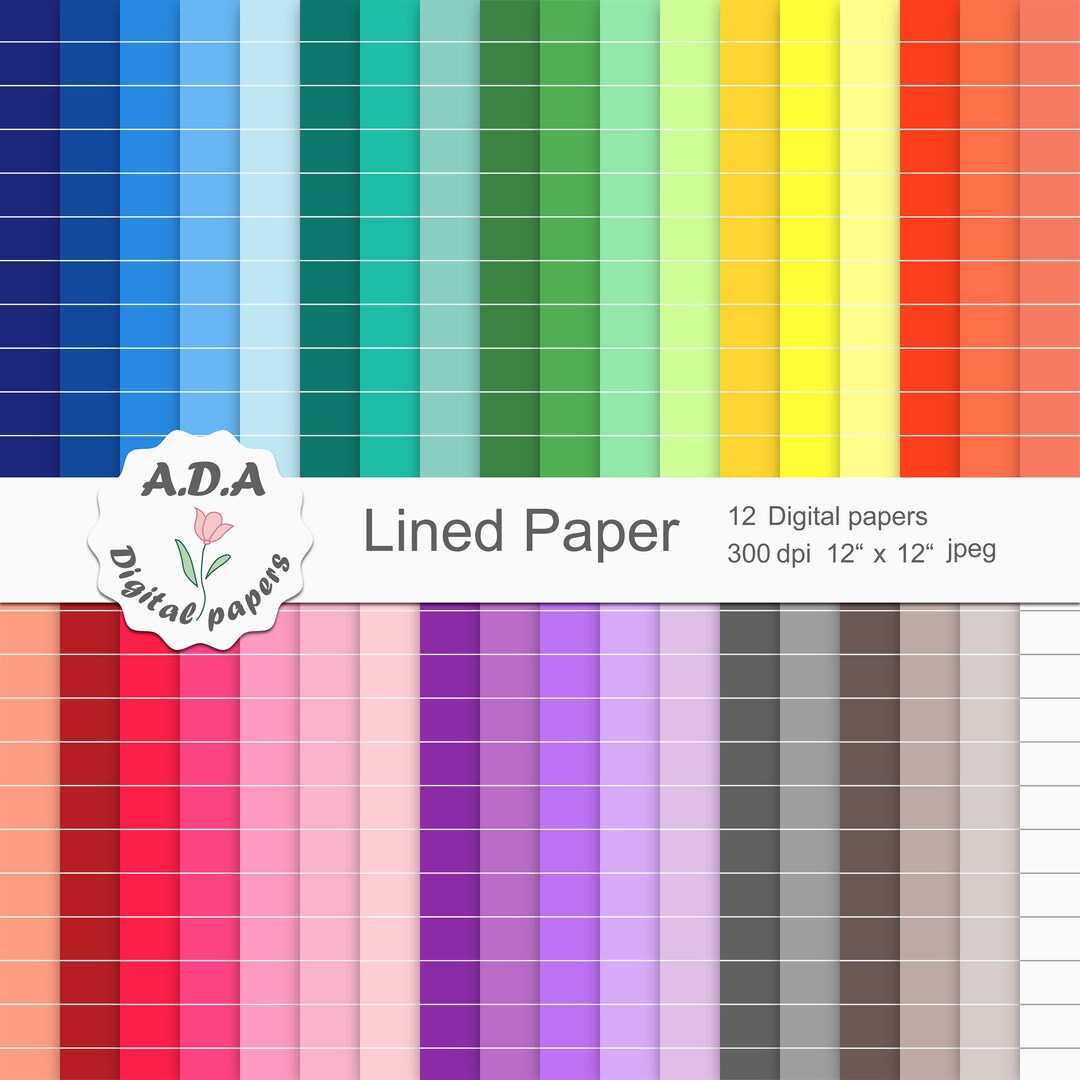 36 Colors Lined Papers, Lines Digital Paper, Stripes Scrapbooking ...