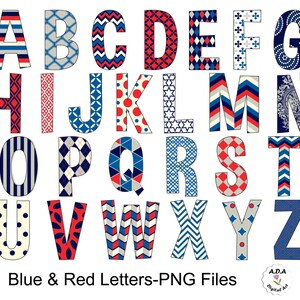 Alphabet Clipart Blue and Red Alphabet Letters Clip Art Blue | Etsy