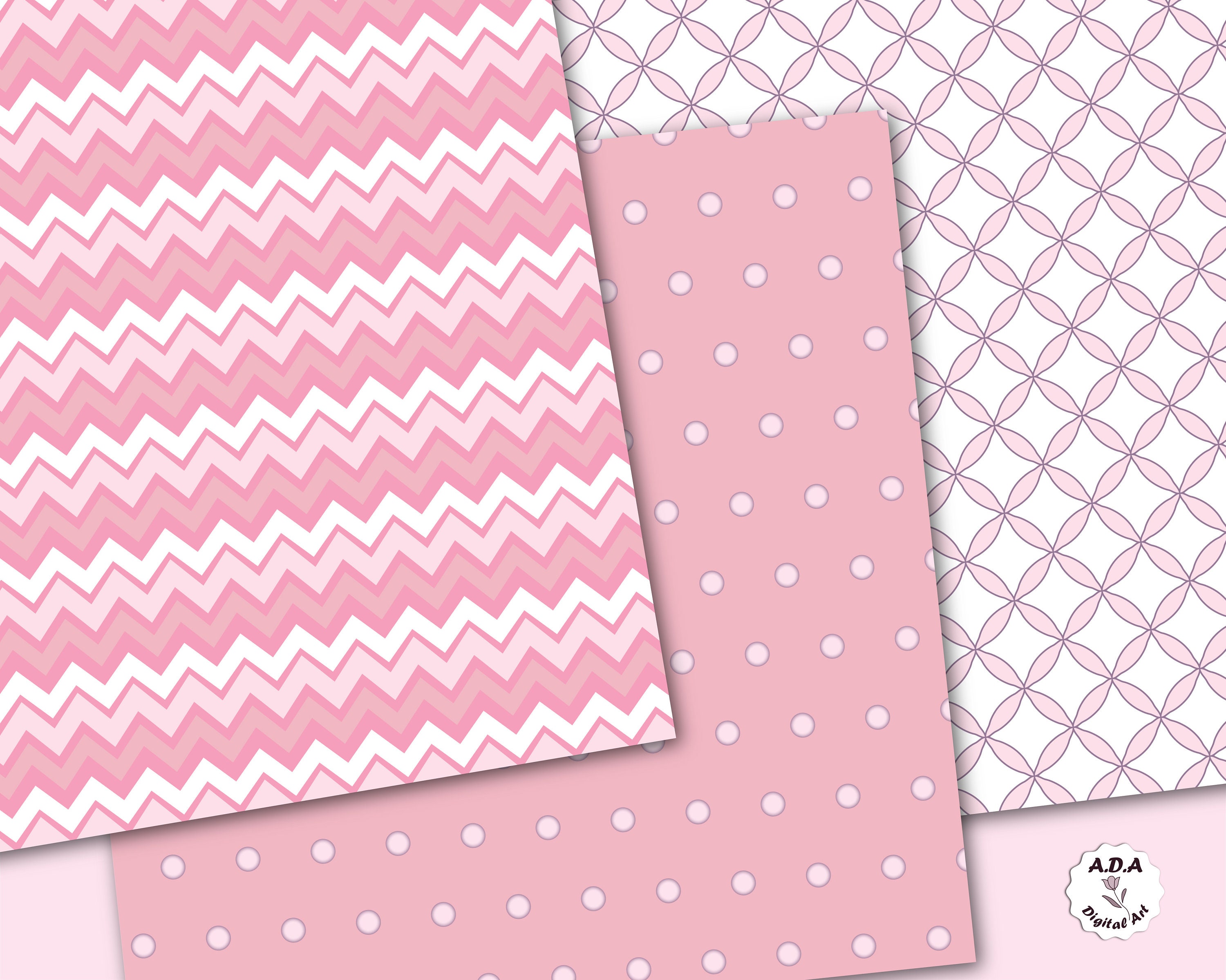 Baby Pink Geometric Paper, Pink Geometric Pattern, Printable Digital ...