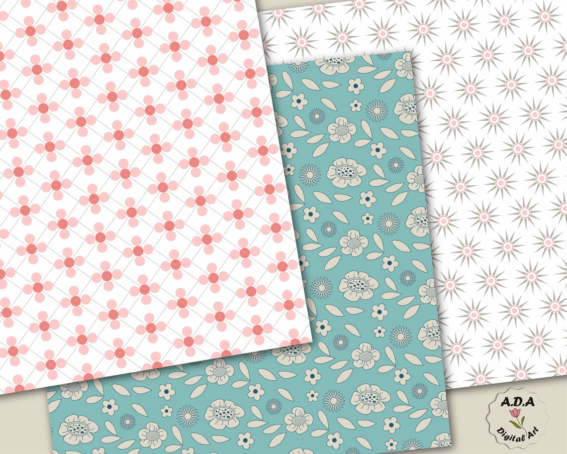 Bright Floral Printable Digital Paper, Floral Pattern, Floral ...