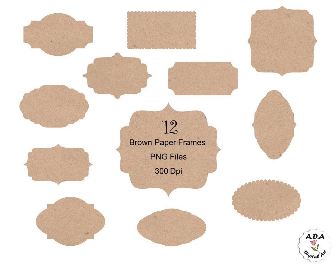 Brown Paper Frames Label Tag Clipart, Old Paper Frame Clipart, Vintage ...