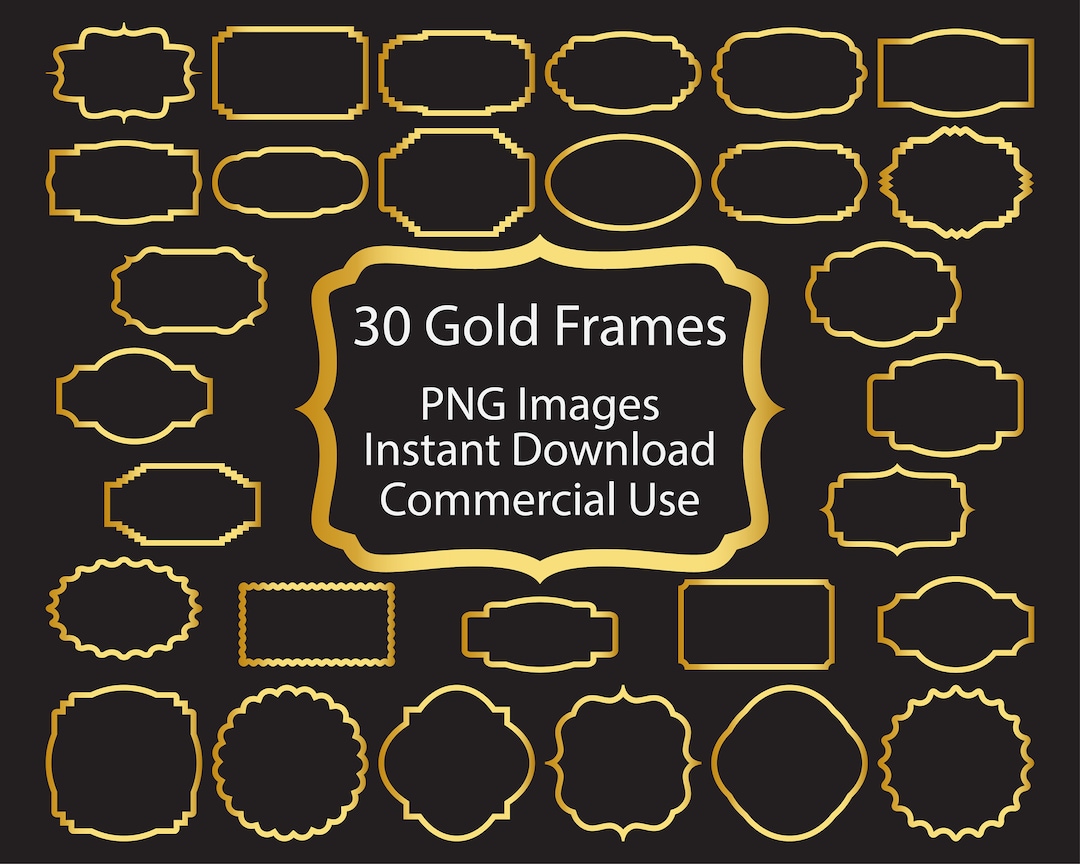 Gold Frame Clipart, Gold Label Frame Clipart, Gold Digital Frame, Frame ...