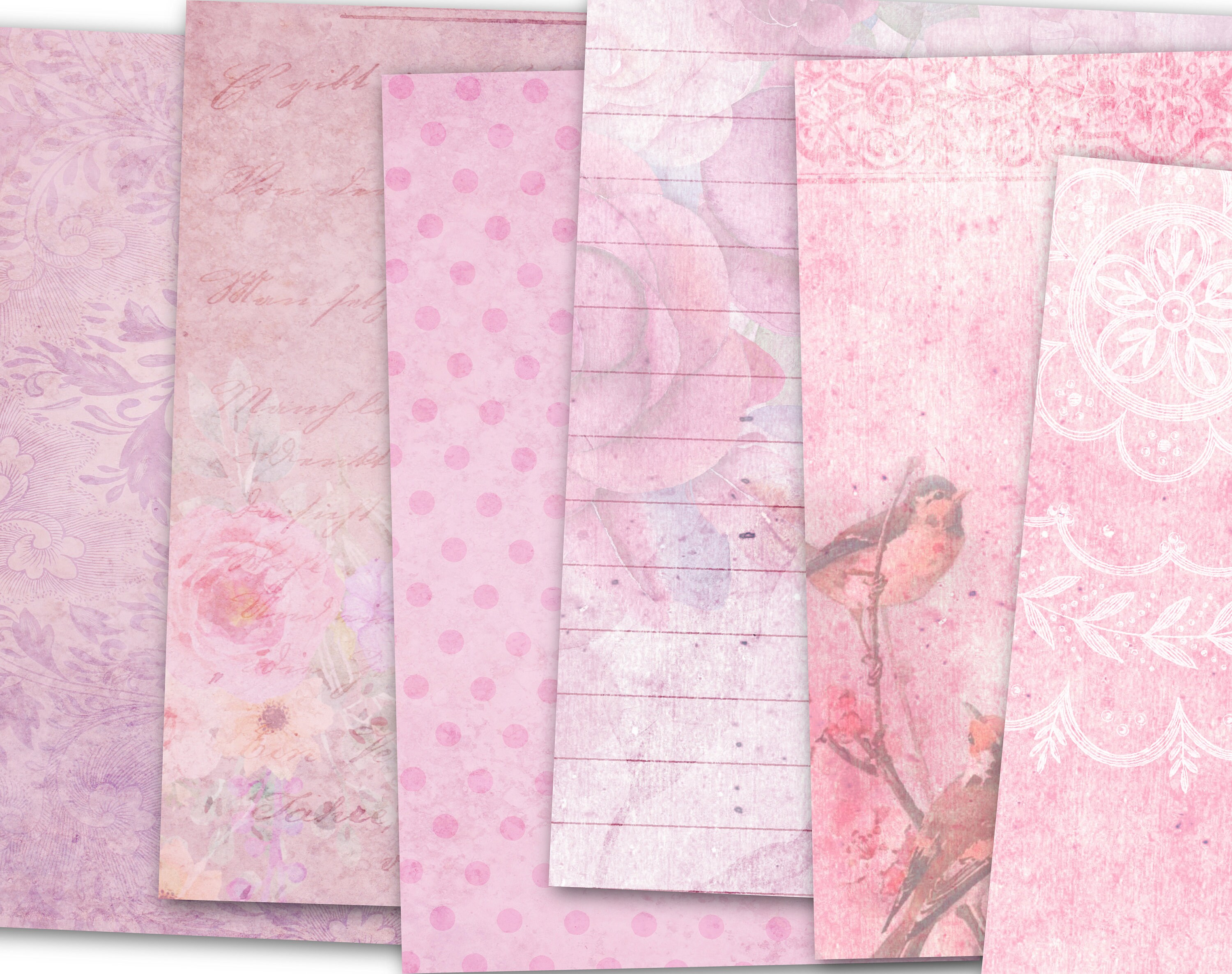 Shabby Pink Printable Digital Paper, Vintage Floral Pink Paper, Pink ...