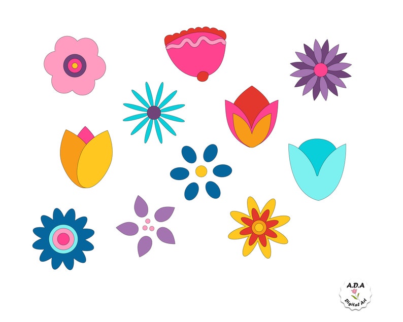 Spring Flower Clipart, Colorful Flowers Clip Art, Floral Clipart ...