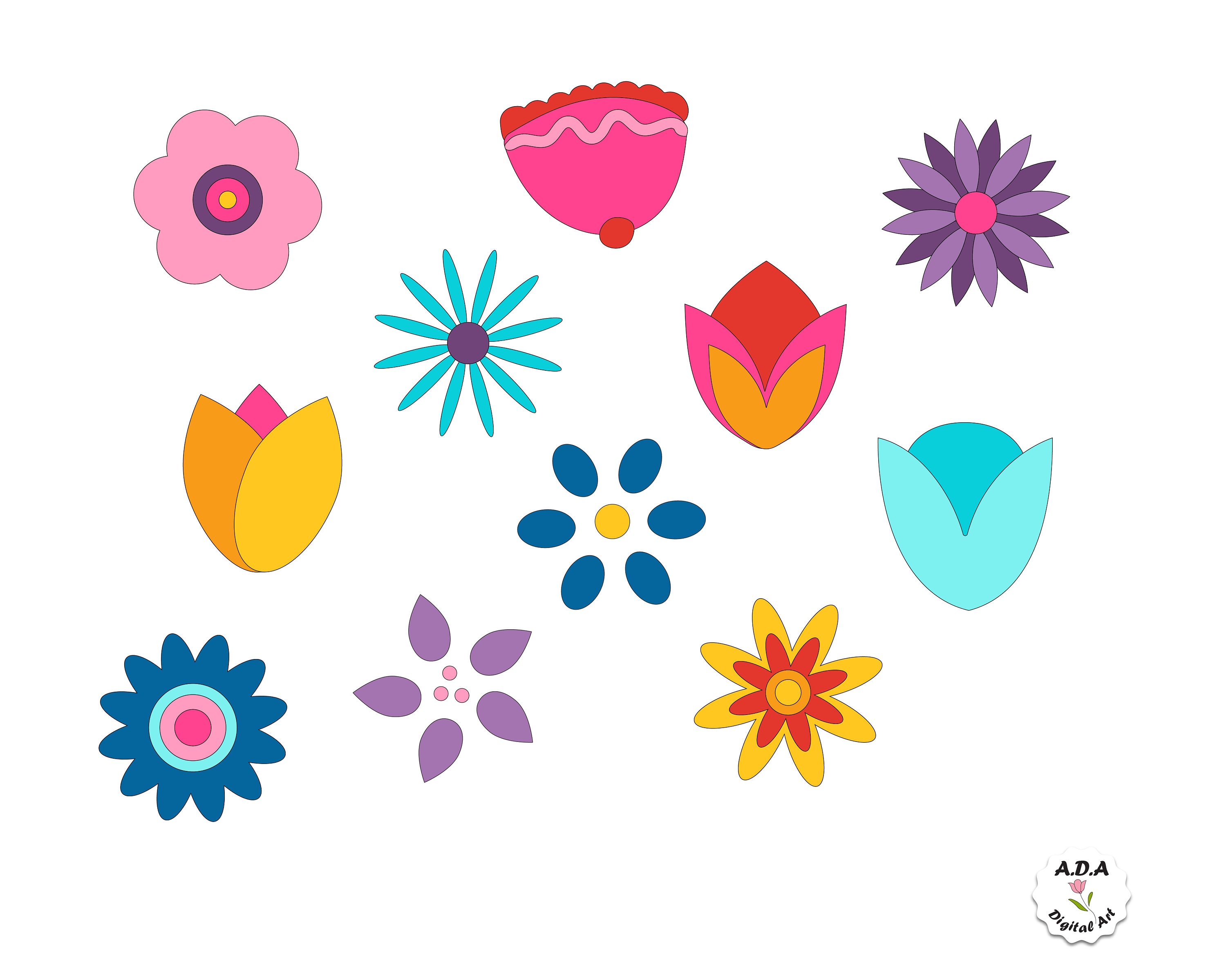 Spring Flower Clipart, Colorful Flowers Clip Art, Floral Clipart ...