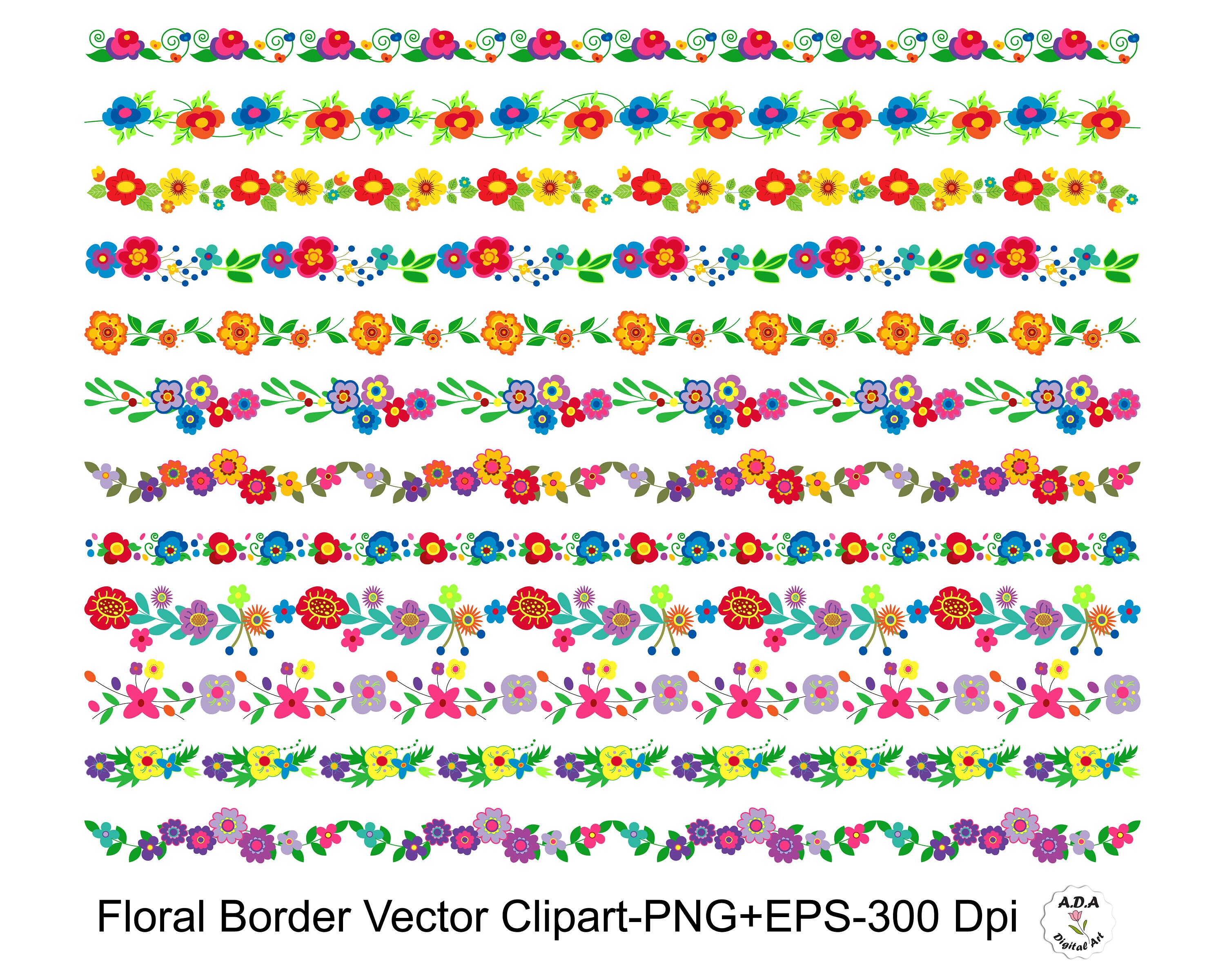 Horizontal Flower Border Clipart