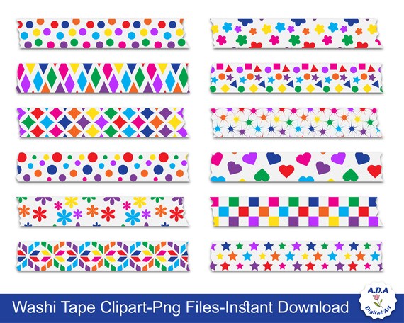 Digital Washi Tape Clipart Rainbow Washi Tape Clip Art - Etsy