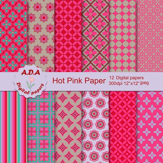 Red and Pink Digital Paper Pack Strong Pink Scrapbook Paper | Etsy