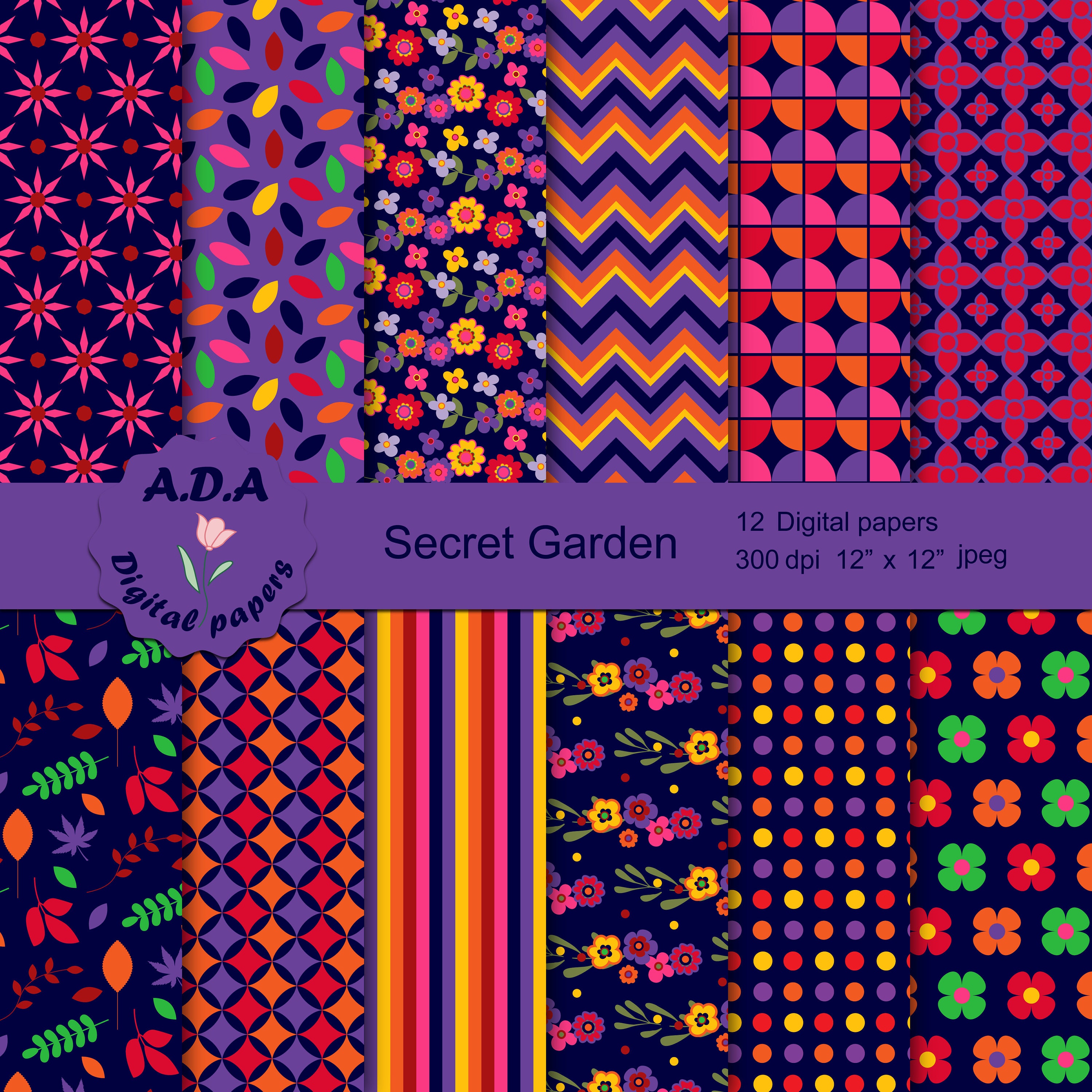 Floral Digital Paper Pack, Floral Scrapbook Paper, Craft Paper ...