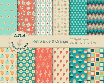 Retro Blue Paper, Blue Vintage Background, Retro Blue Scrapbook Paper ...