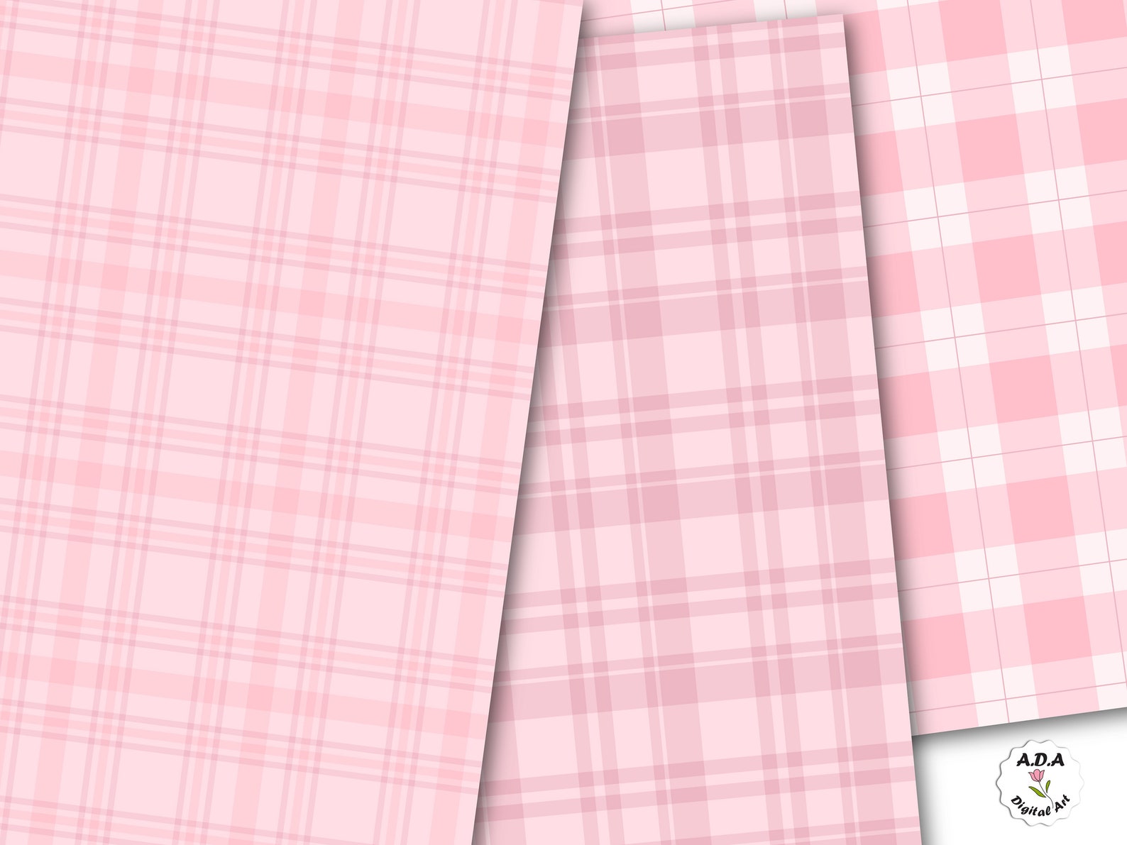 Pink Plaid Digital Paper Pack, Plaid Background, Digital Baby Pink ...