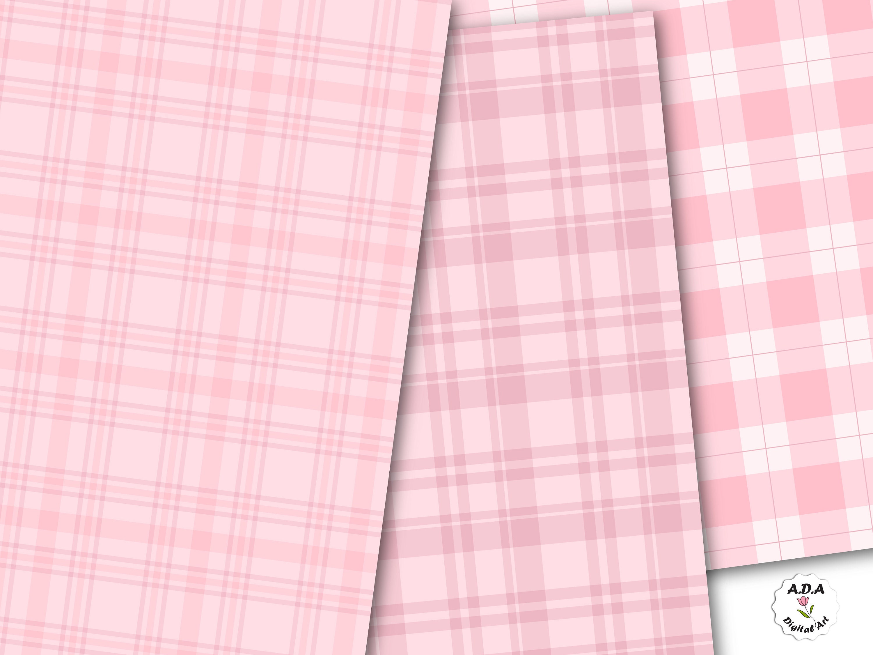Pink Plaid Digital Paper Pack, Plaid Background, Digital Baby Pink ...
