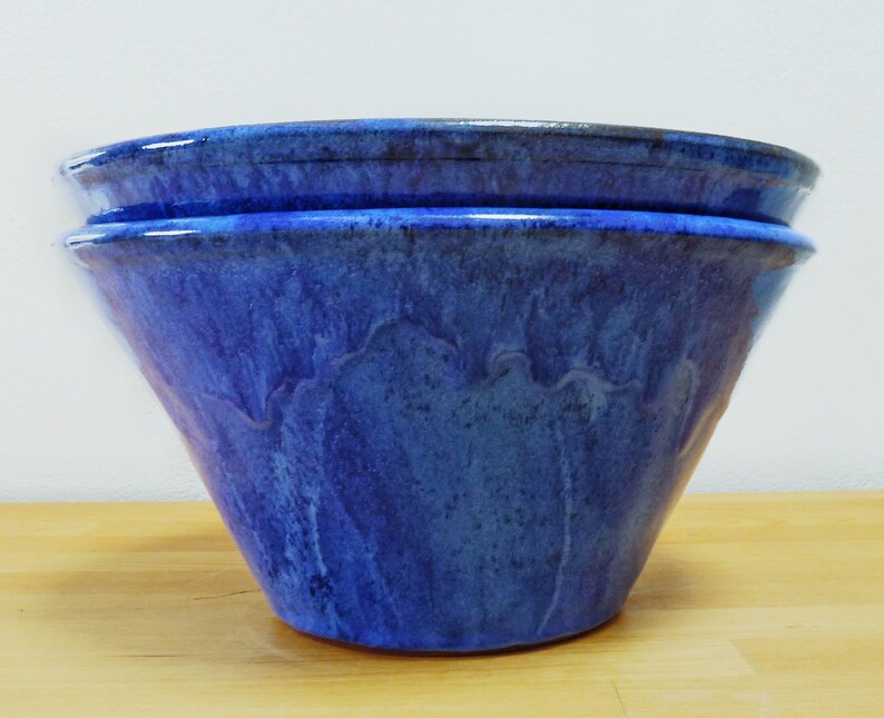 Large blue salad bowl handmade pottery MADE TO ORDER | Etsy