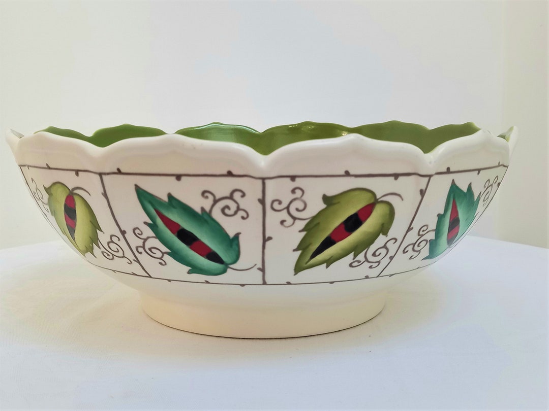 Charlotte Rhead Inspired Leaf & Trellis Bowl by Crown Ducal - Etsy