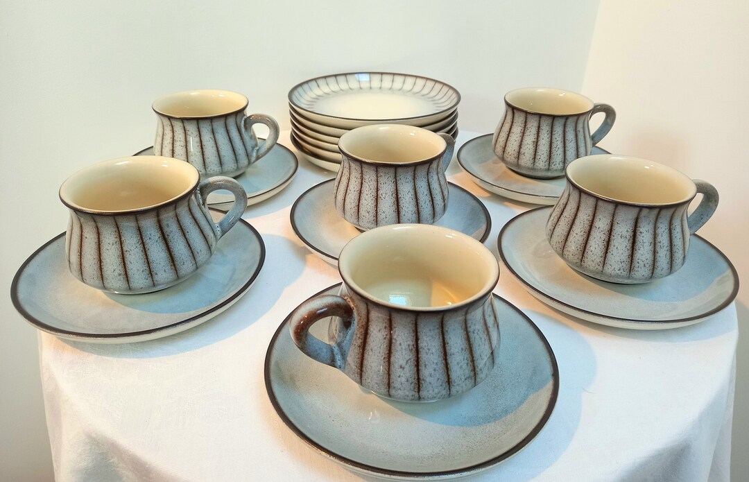 Set of Six Denby Studio Cups, Saucers and Plates - Etsy