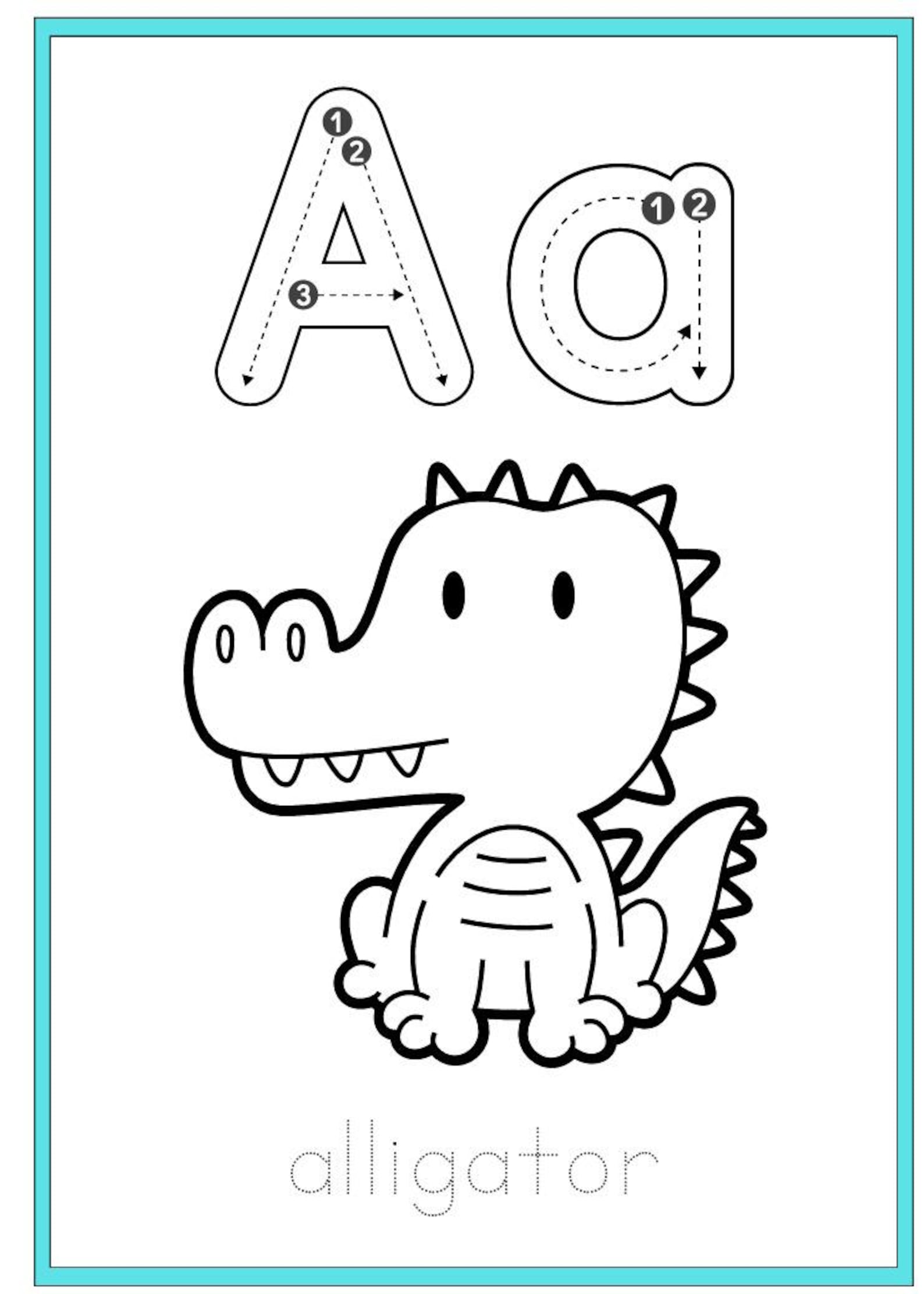 Printable Animal Alphabet Coloring Book - Etsy
