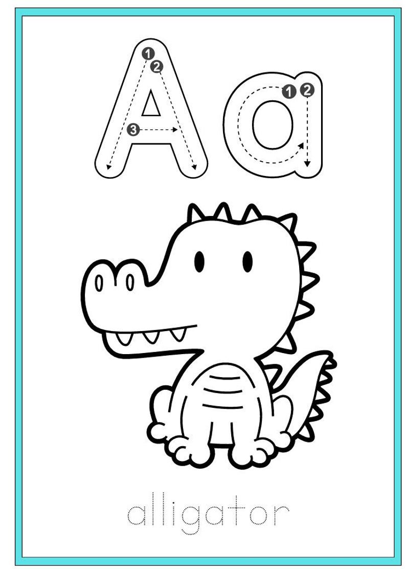 Printable Animal Alphabet Coloring Book - Etsy