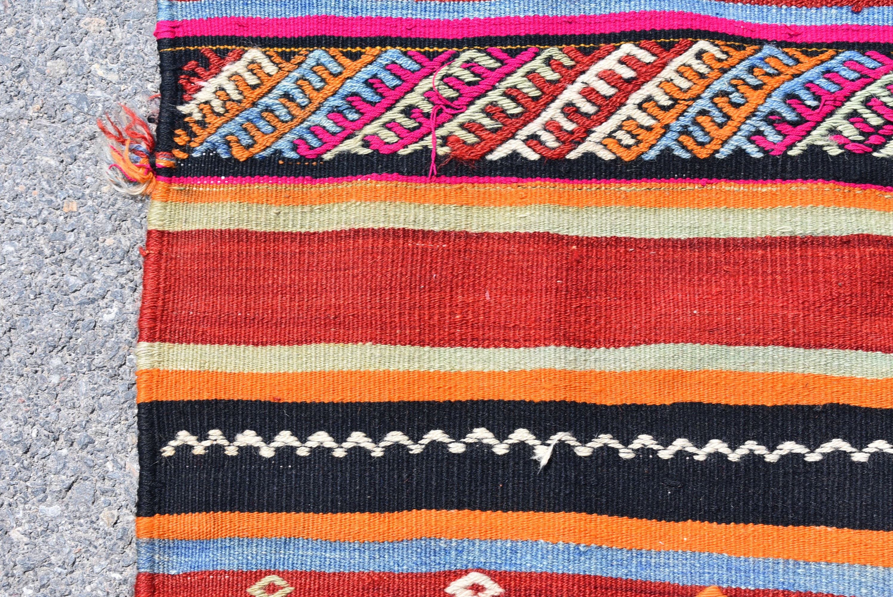 Runner kilim rug Handmade kilim rug Turkish striped rug | Etsy