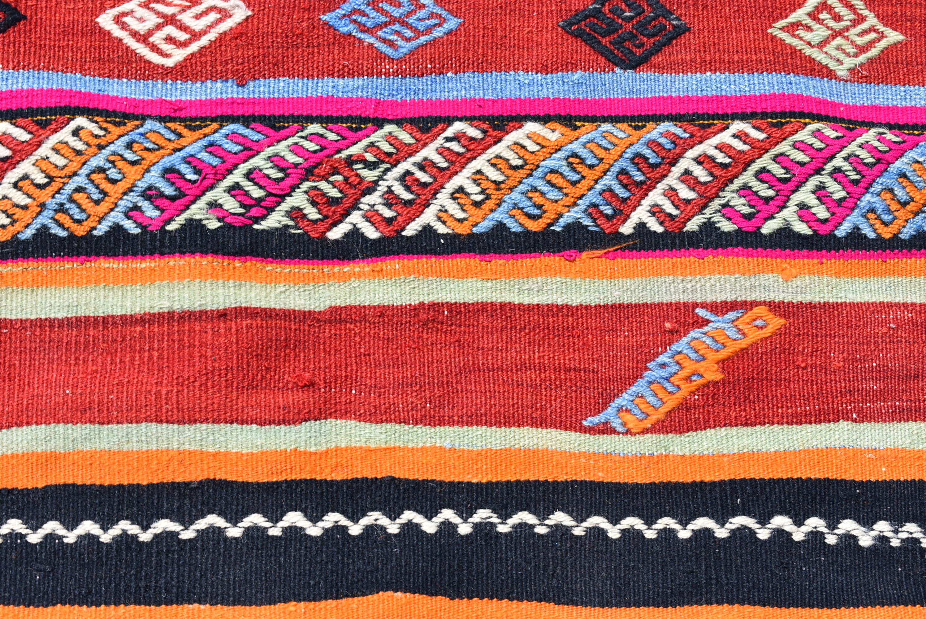 Runner kilim rug Handmade kilim rug Turkish striped rug | Etsy