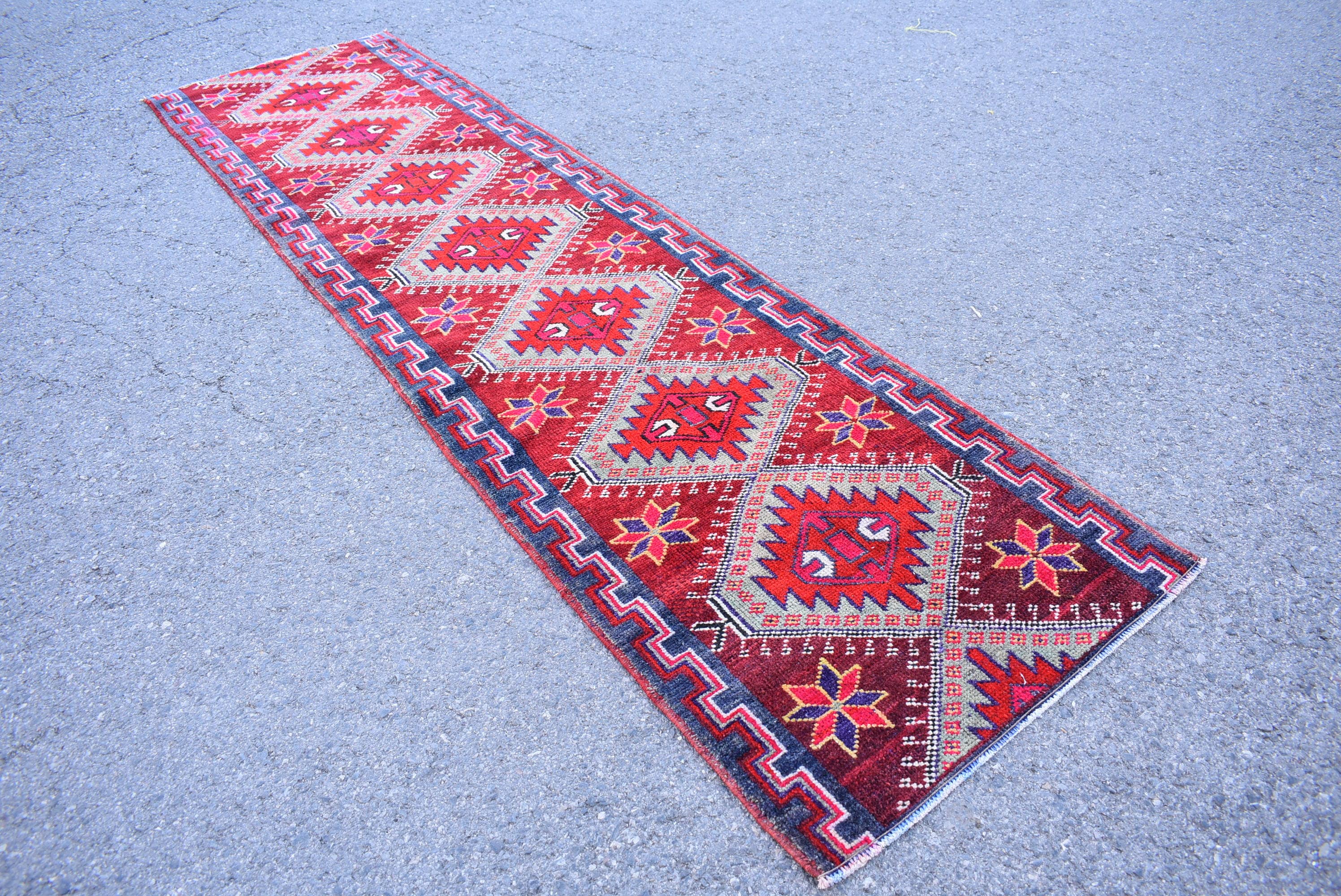 Turkish rug Vintage rug Handmade rug Herki runner rug Red | Etsy