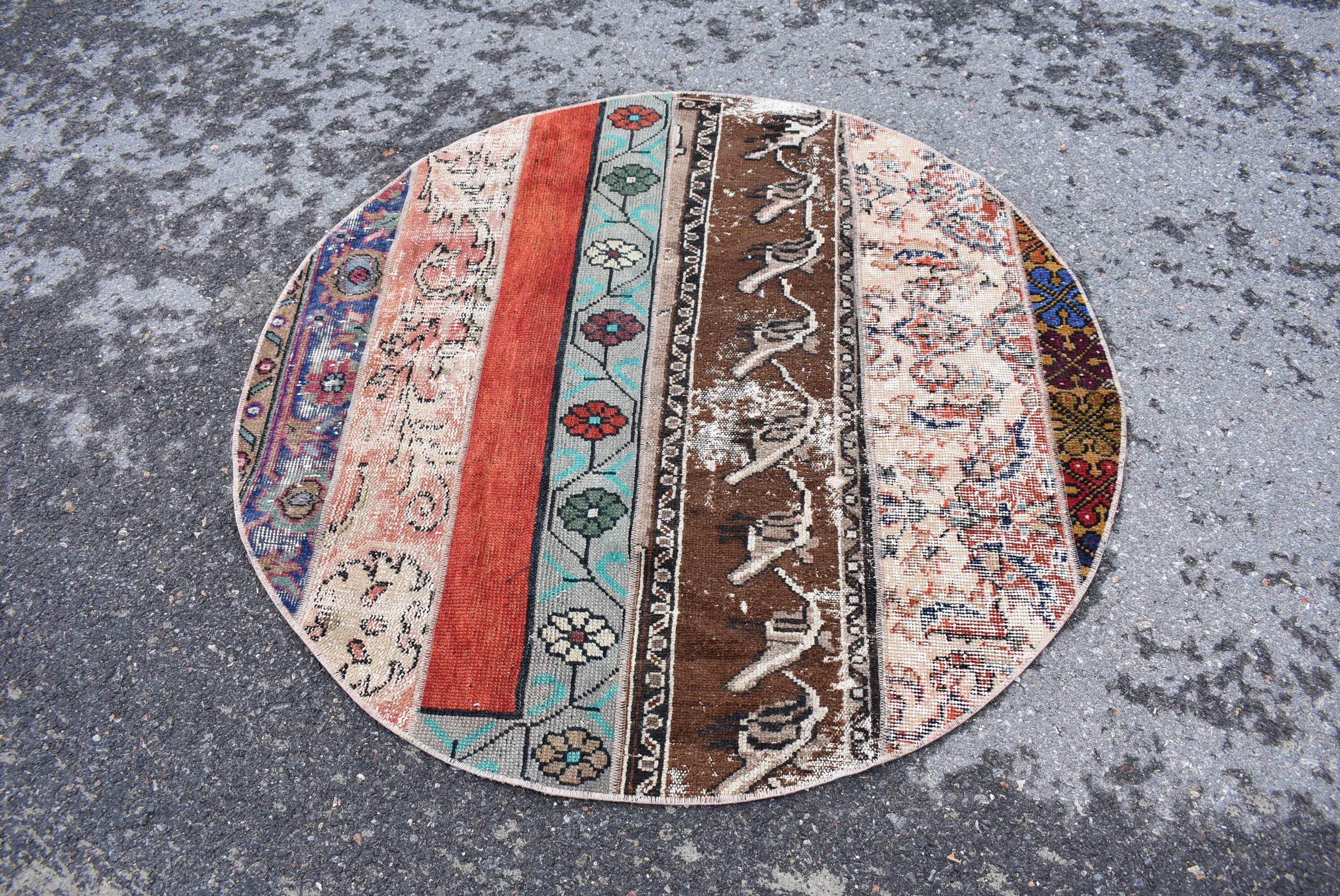 Turkish Round Area Rug Vintage Circle Rug Handmade Wool Rug - Etsy