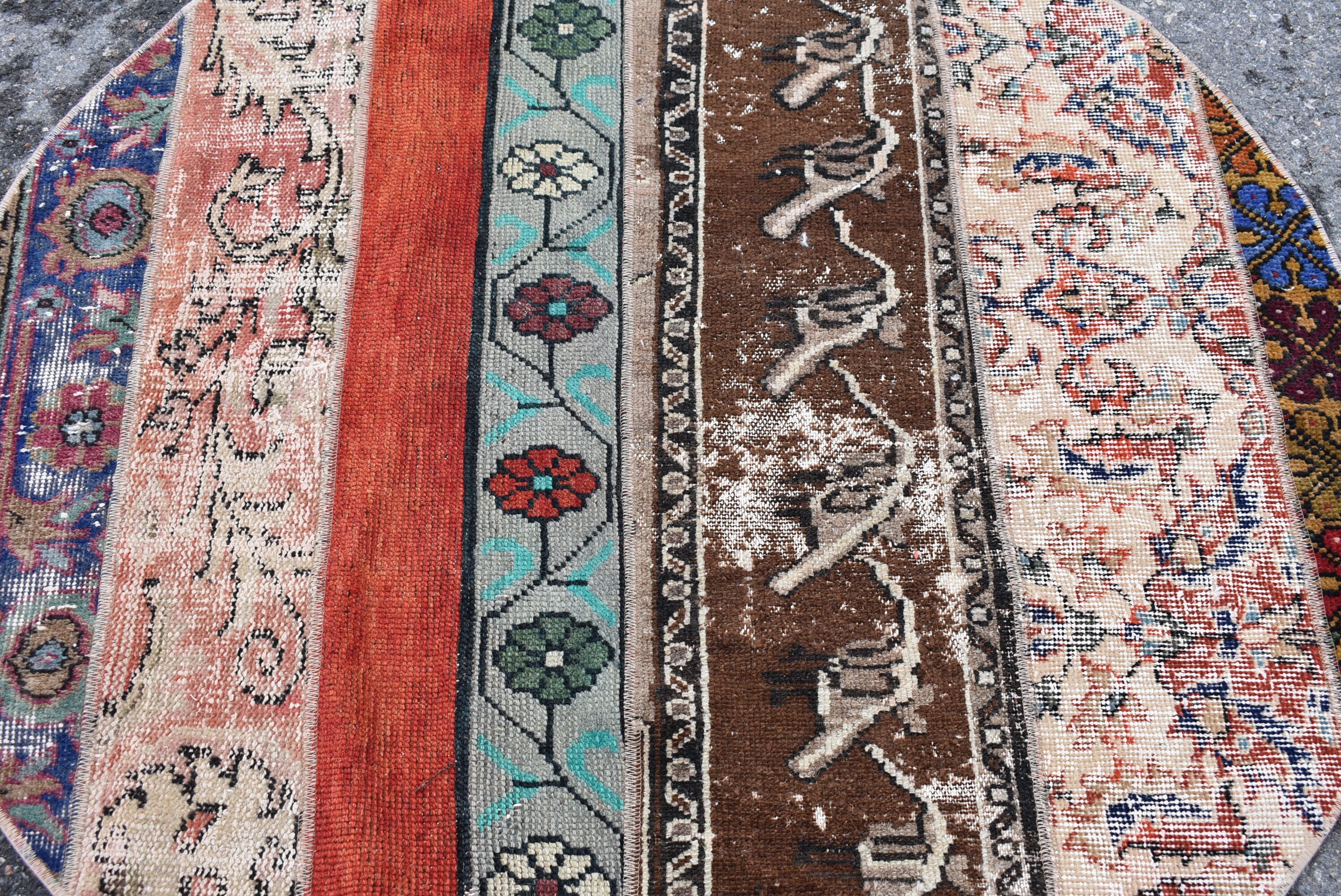 Turkish Round Area Rug Vintage Circle Rug Handmade Wool Rug | Etsy