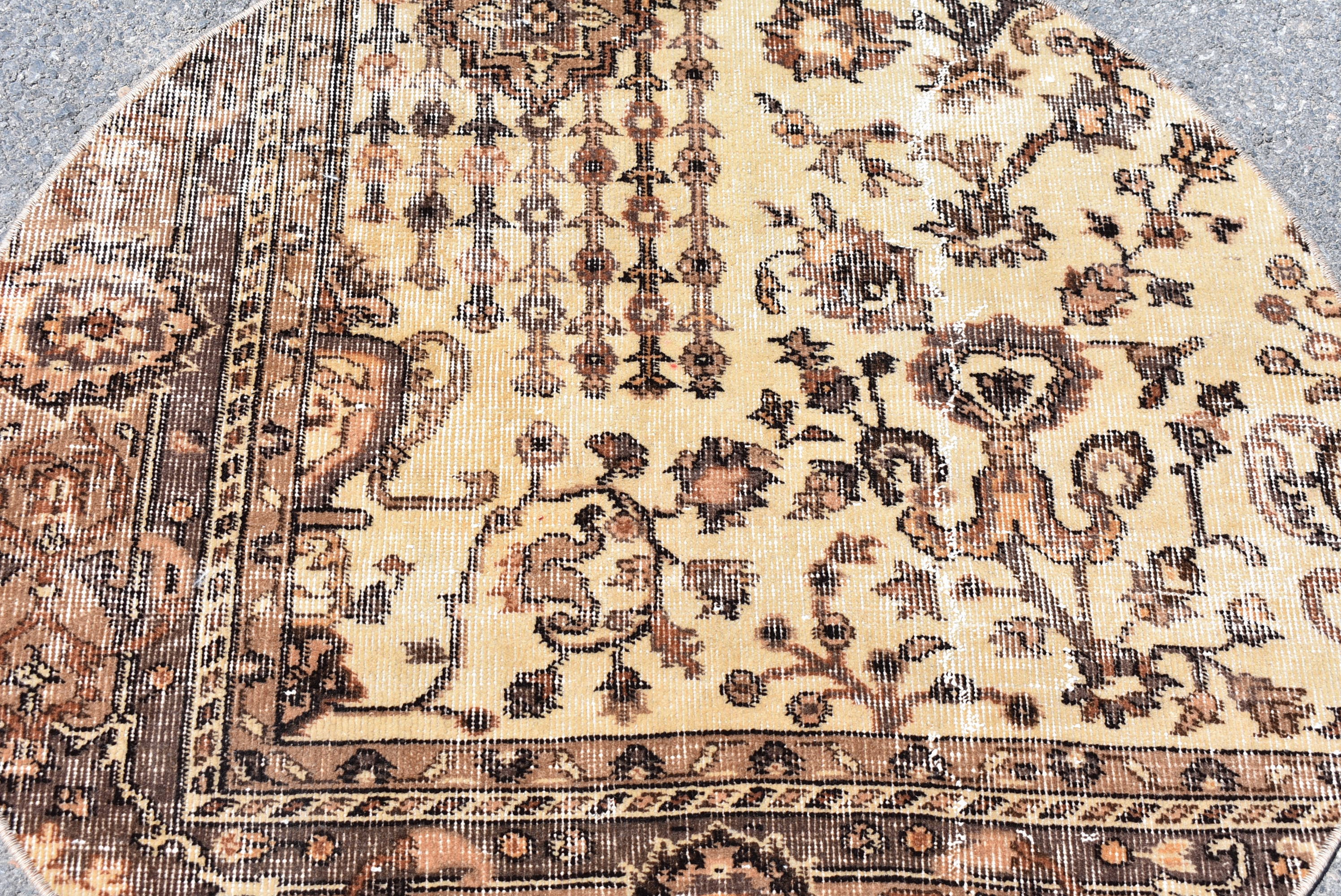 Vintage round rug Turkish circle rug Orange rug Ethnic rug | Etsy