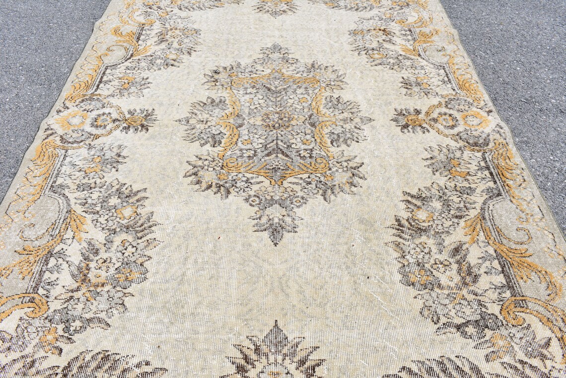 Vintage Yellow Rug Anatolian Rug Handknotted Rug 6 X 9.8 Ft - Etsy