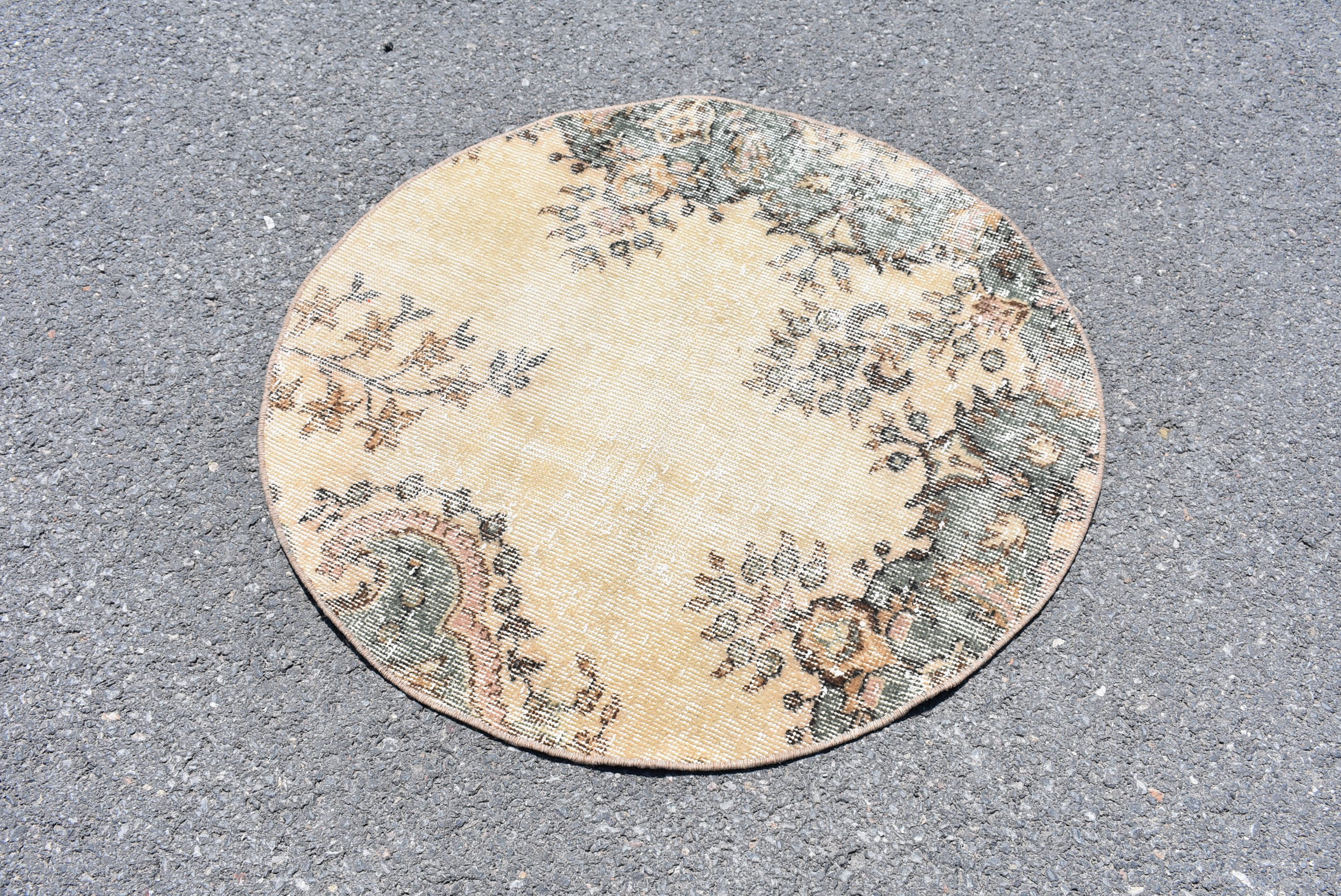 Wool Circle Rug Turkish Rug Vintage Rug Small Rug Bohemian - Etsy