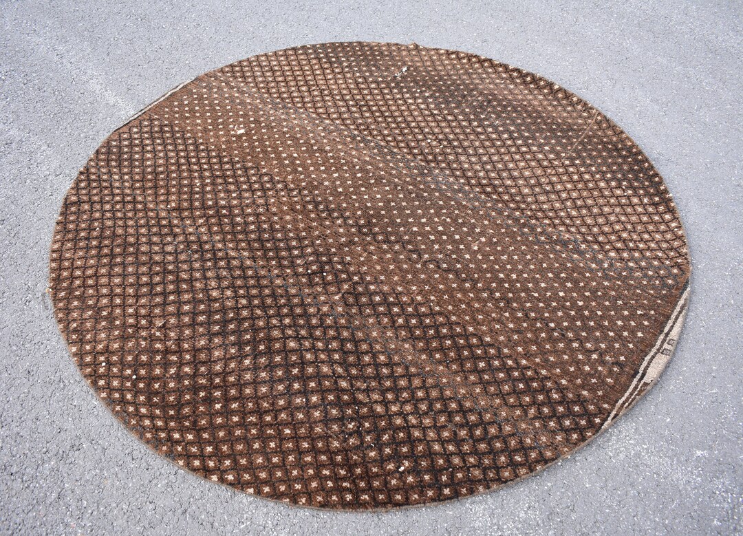 Circle Rug, Turkish Rug, Vintage Rug, Rustic Rug Rustic Decor 5.9 X 5.9 ...