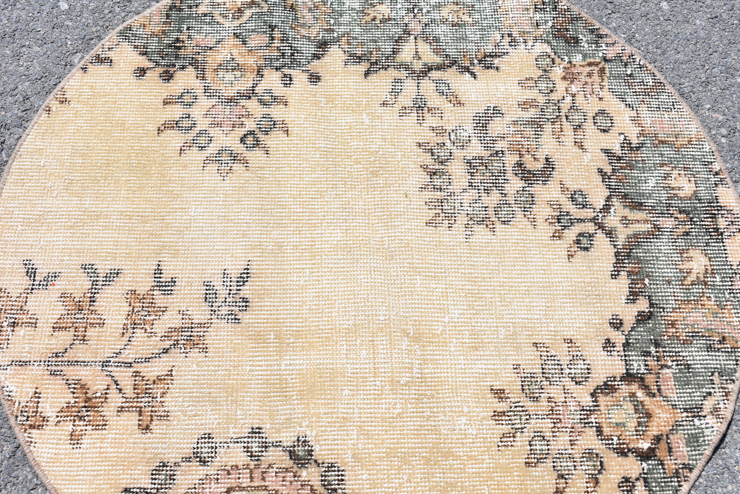 Wool circle rug Turkish rug Vintage rug Small rug Bohemian | Etsy