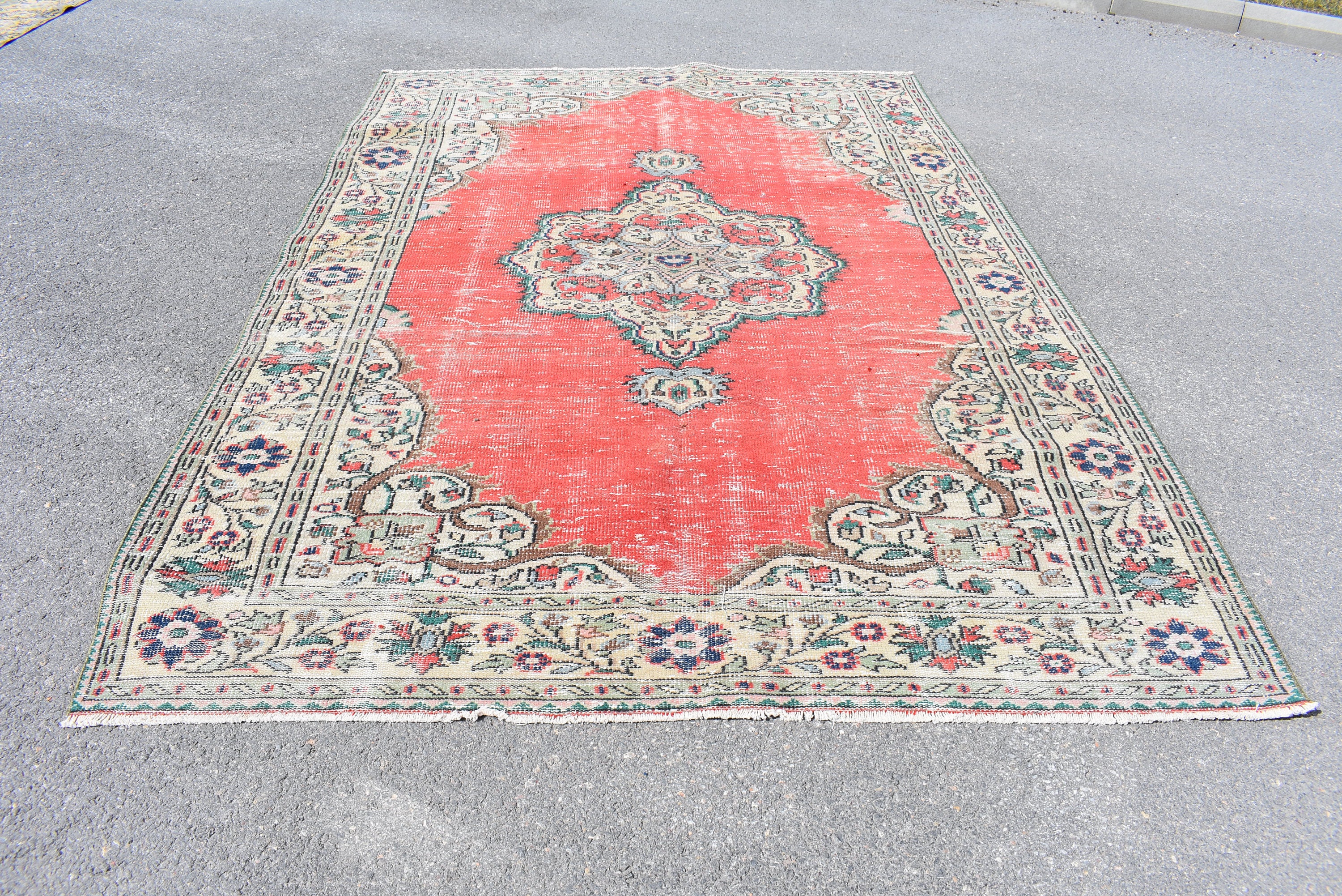 Turkish large rug oriental rug vintage rug 6.8 x 10.2 ft | Etsy