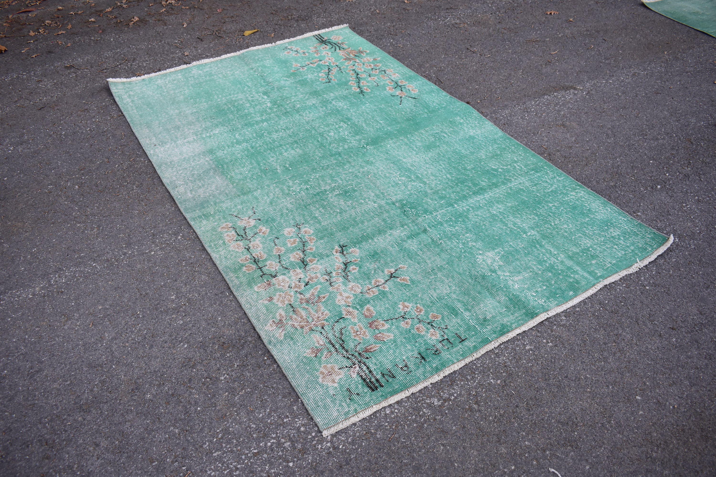 Natural Wool Rug Green Floral Rug Vintage Rug Turkey Rug - Etsy