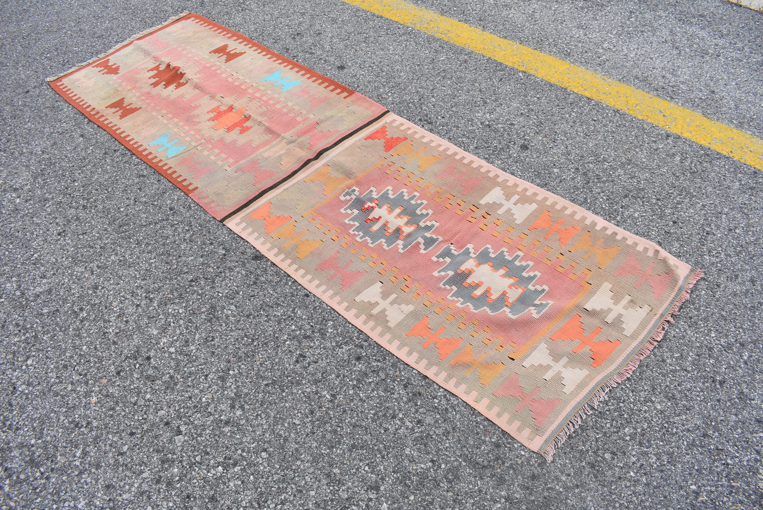 Aztec runner kilim rug vintage kilim rug 2.6 x 8.1 ft rustic | Etsy