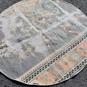 Circle Rug Turkish Rug Vintage Rug Rustic Rug Rustic Decor 3.9 X 3.9 Ft ...