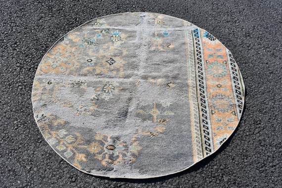 Circle rug turkish rug vintage rug rustic rug rustic decor | Etsy
