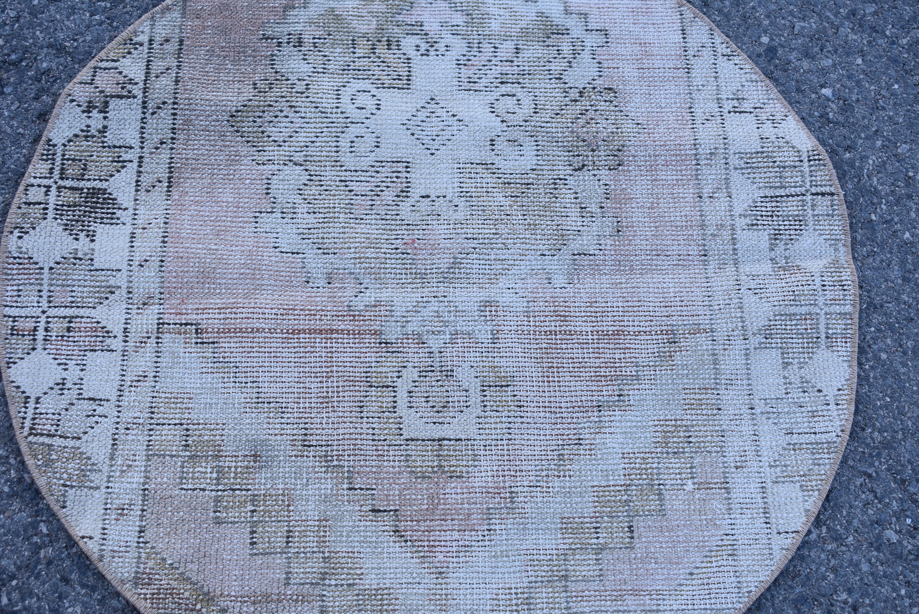 Turkish Round Area Rug, Vintage Circle Rug, Handmade Wool Rug, Bohemian ...