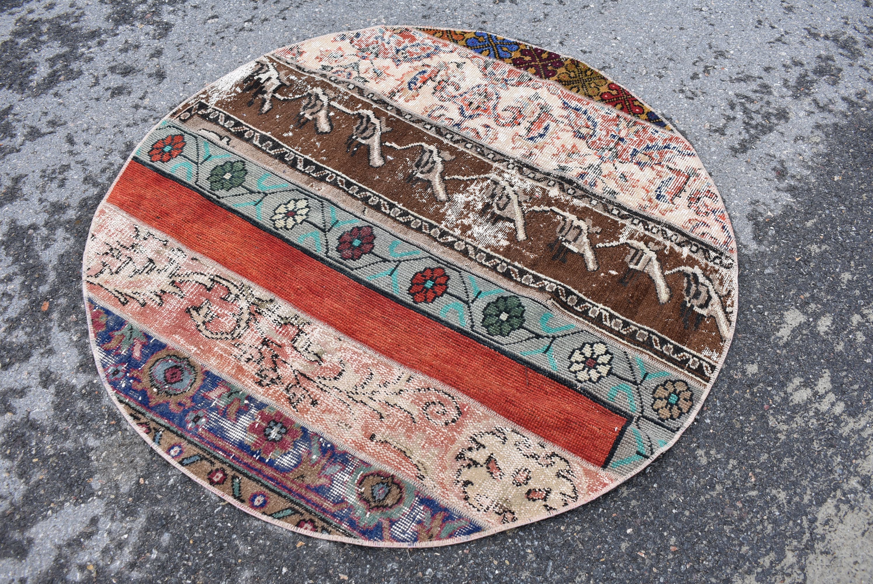 Turkish Round Area Rug Vintage Circle Rug Handmade Wool Rug - Etsy