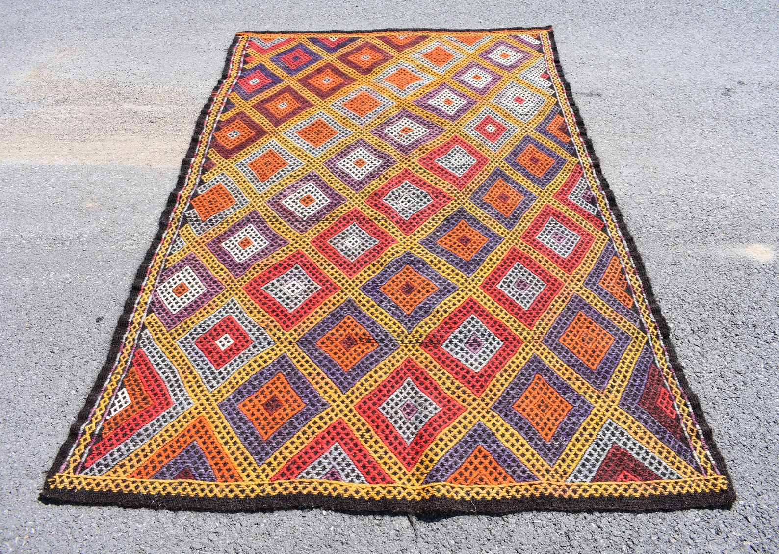 Turkish Kilim Rug Wool Kilim Rug Boho Area Kilim Rug 5.0 X 8.1 Ft ...