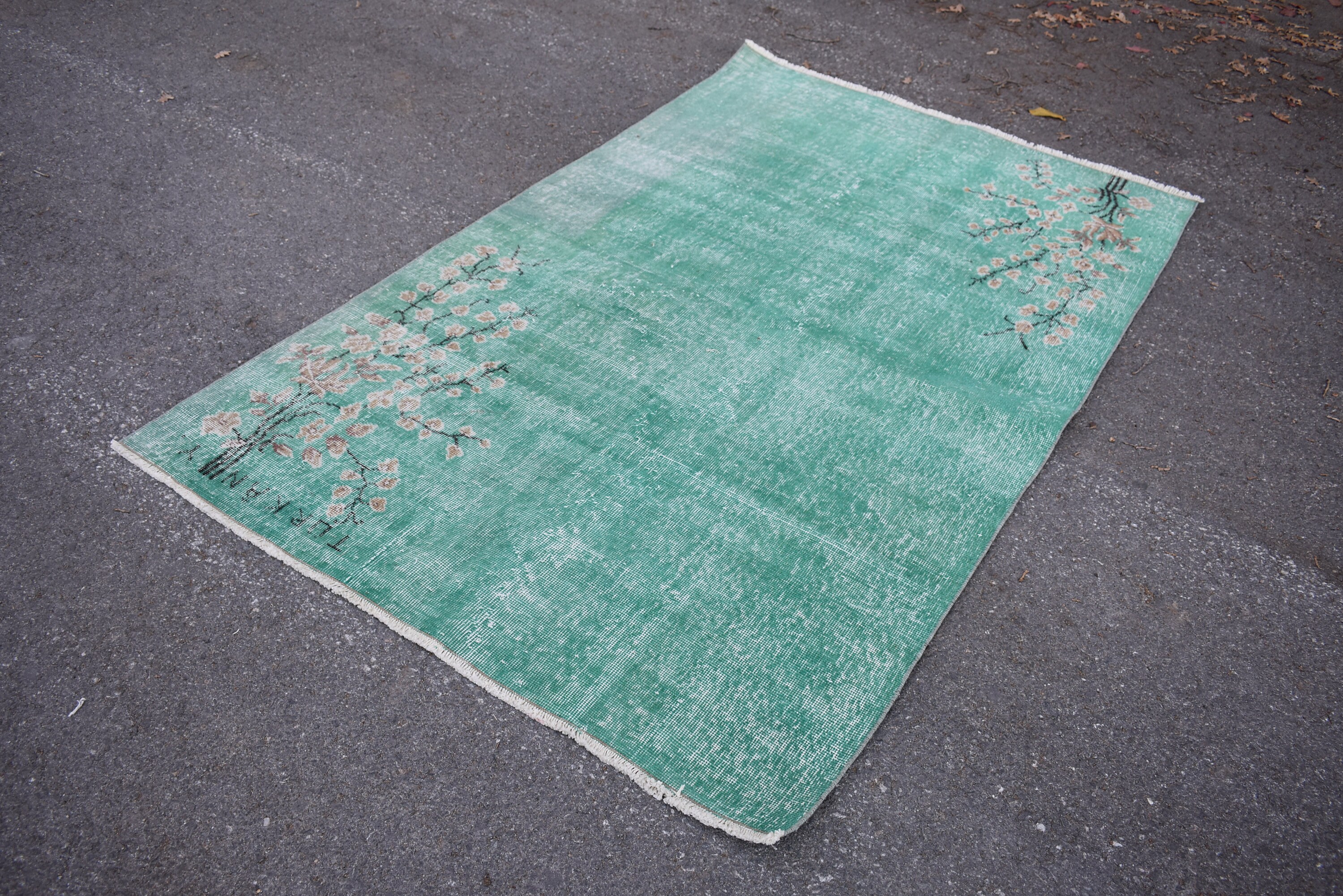 Natural Wool Rug Green Floral Rug Vintage Rug Turkey Rug - Etsy
