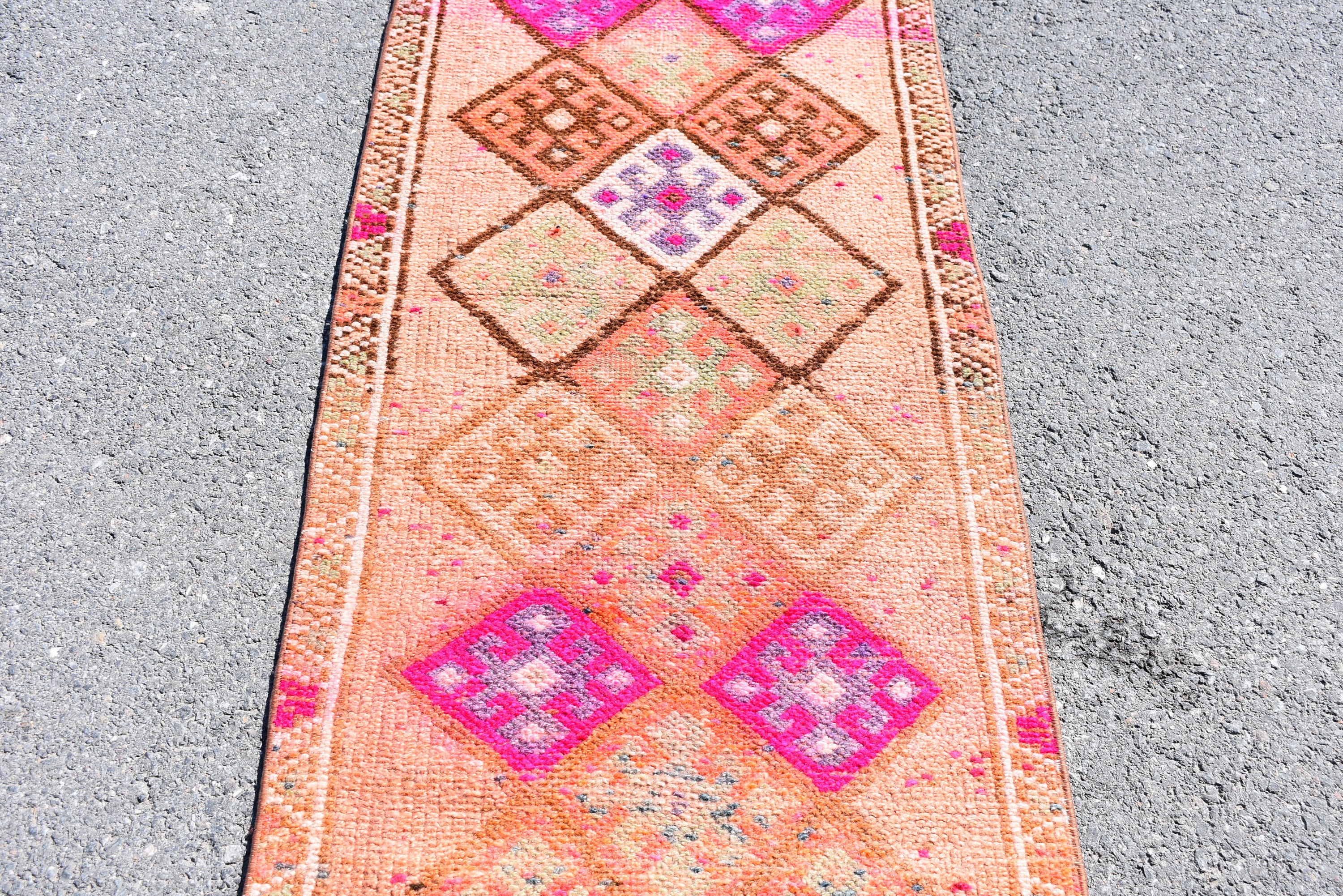 Turkish rug Vintage rug Handmade rug Runner rug Orange | Etsy