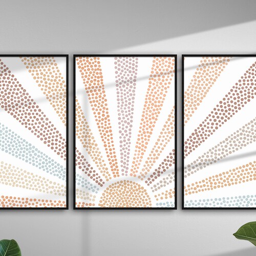 Sunburst Print Boho Sun Printable Wall Art Abstract Sun Rays | Etsy