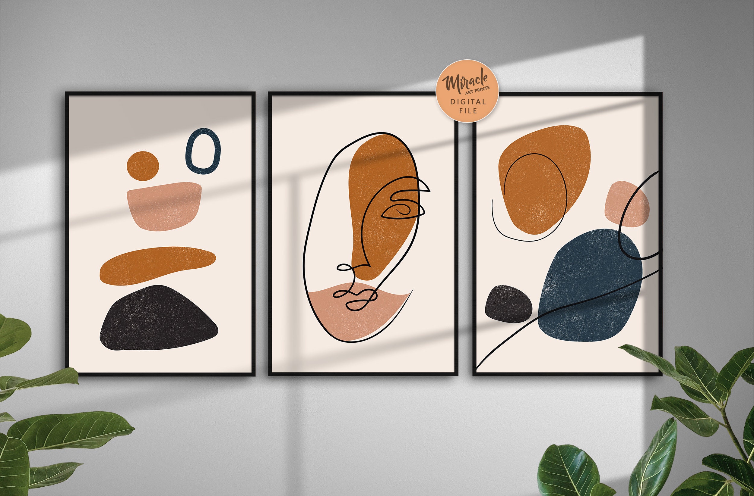 Mid Century Modern Art Print Set Of 3 Abstract Art Set Of 3 Etsy
