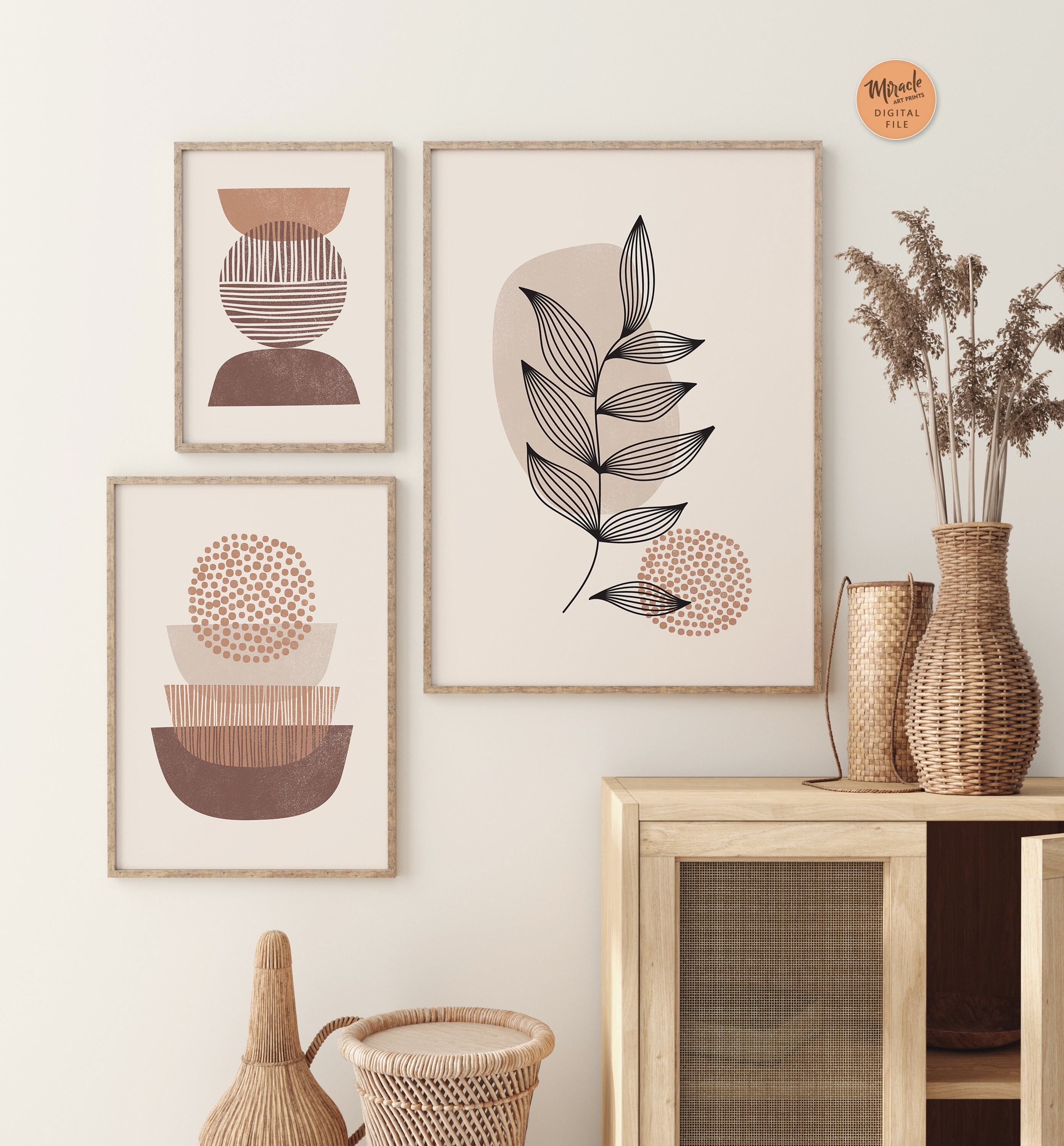 Boho Art Set Of 3 Prints Boho Wall Art Abstract Gallery Wall Etsy